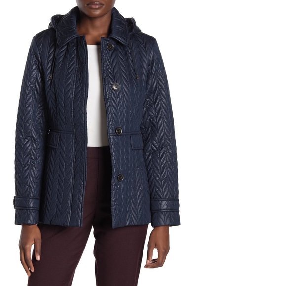 kate spade | Jackets & Coats | Kate Spade Hooded Button Quilted Moto ...